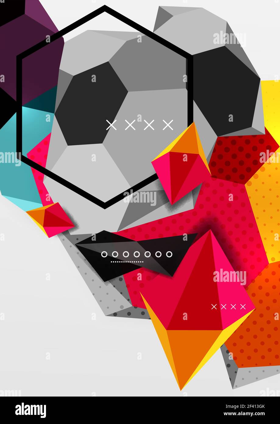 Color 3d geometric composition poster. Color 3d geometric composition ...