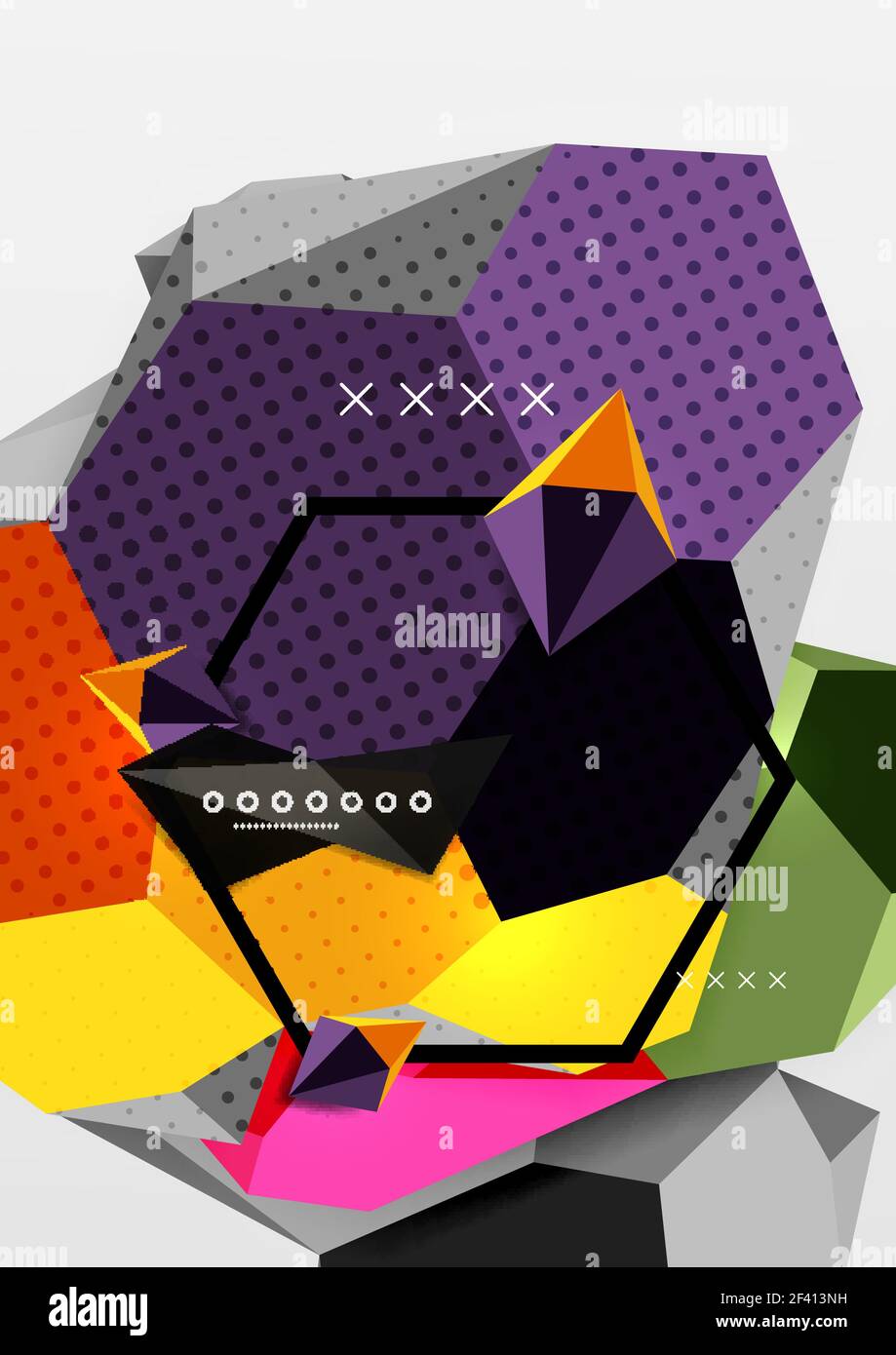 Color 3d geometric composition poster. Color 3d geometric composition ...