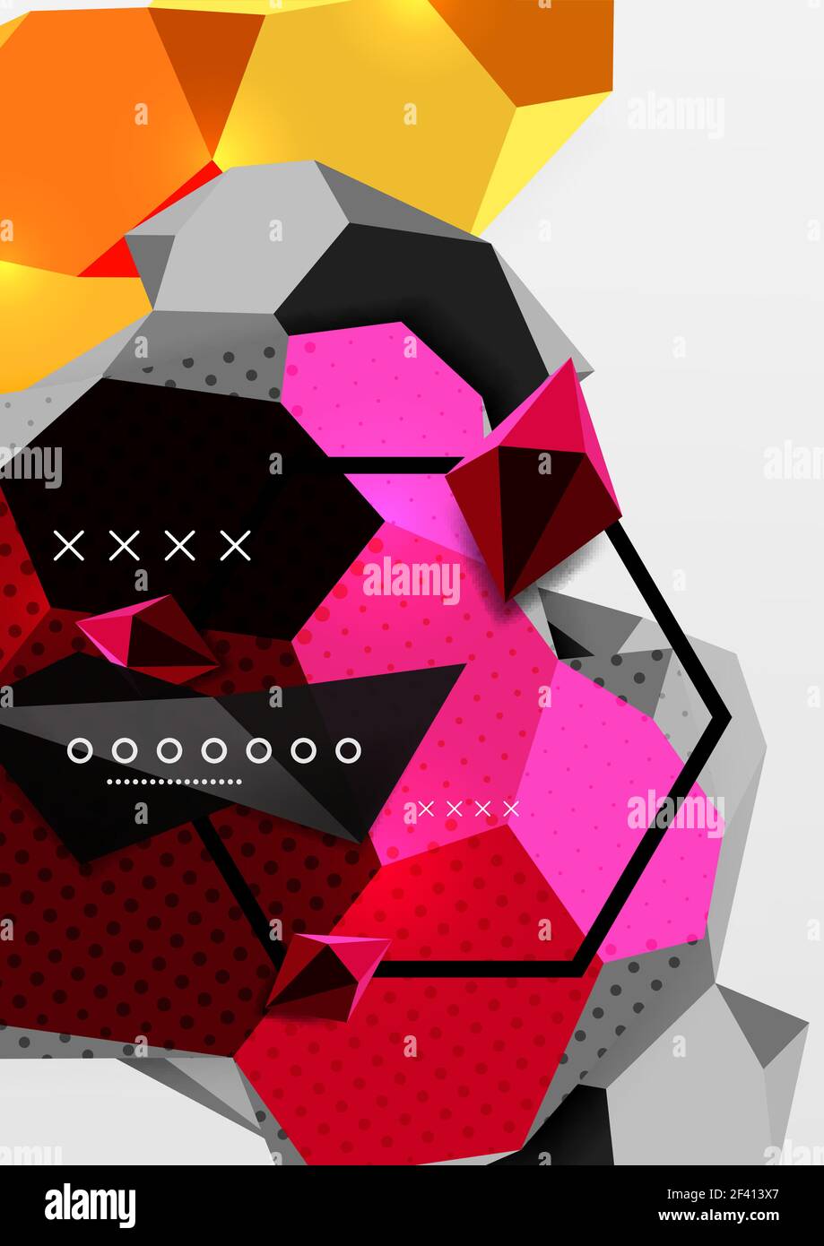 Color 3d geometric composition poster. Color 3d geometric composition ...
