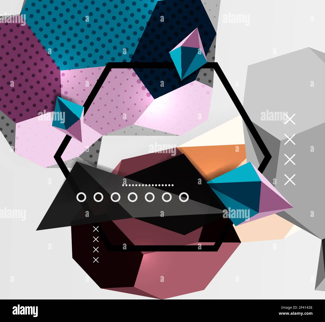 Color 3d geometric composition poster. Color 3d geometric composition ...