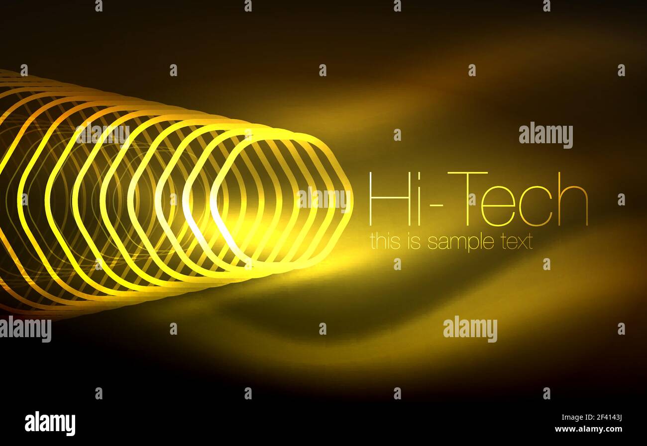 Outline hexagons, glowing geometric shapes, digital techno abstract ...