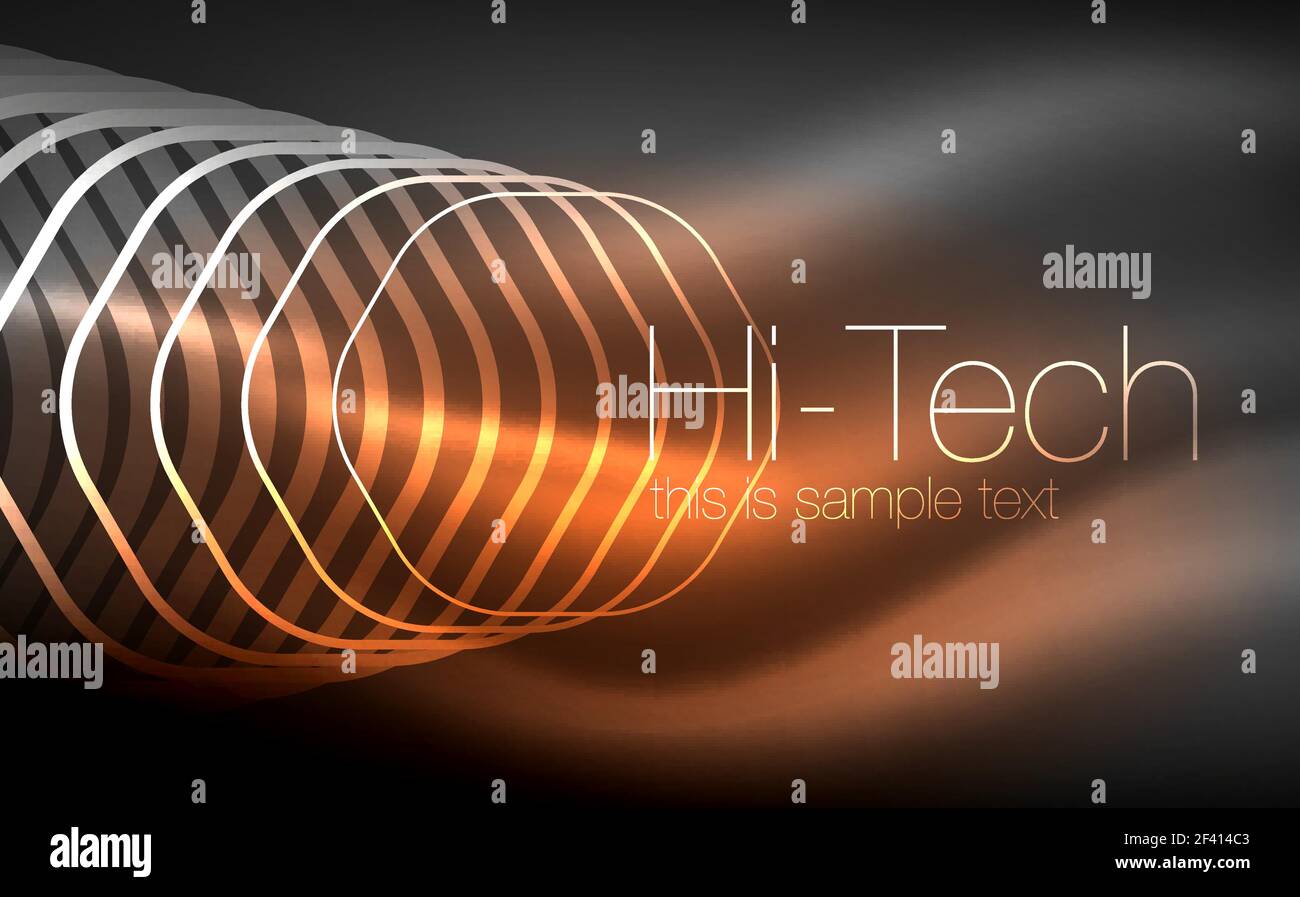 Outline hexagons, glowing geometric shapes, digital techno abstract ...