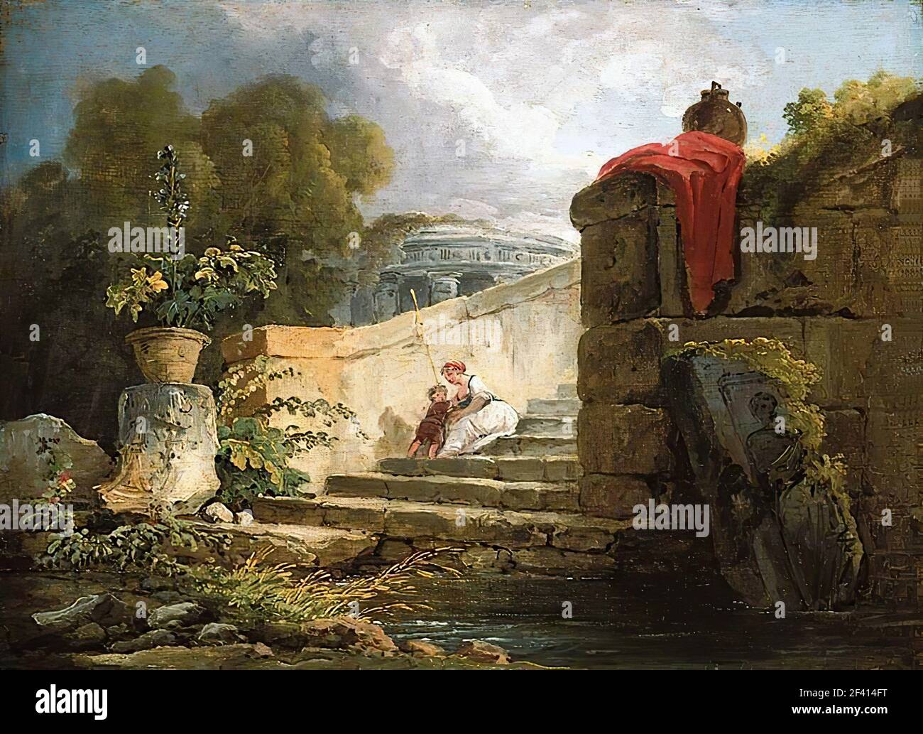 Hubert Robert - Scene Grounds VILL Farnese Rome 1765 Stock Photo - Alamy