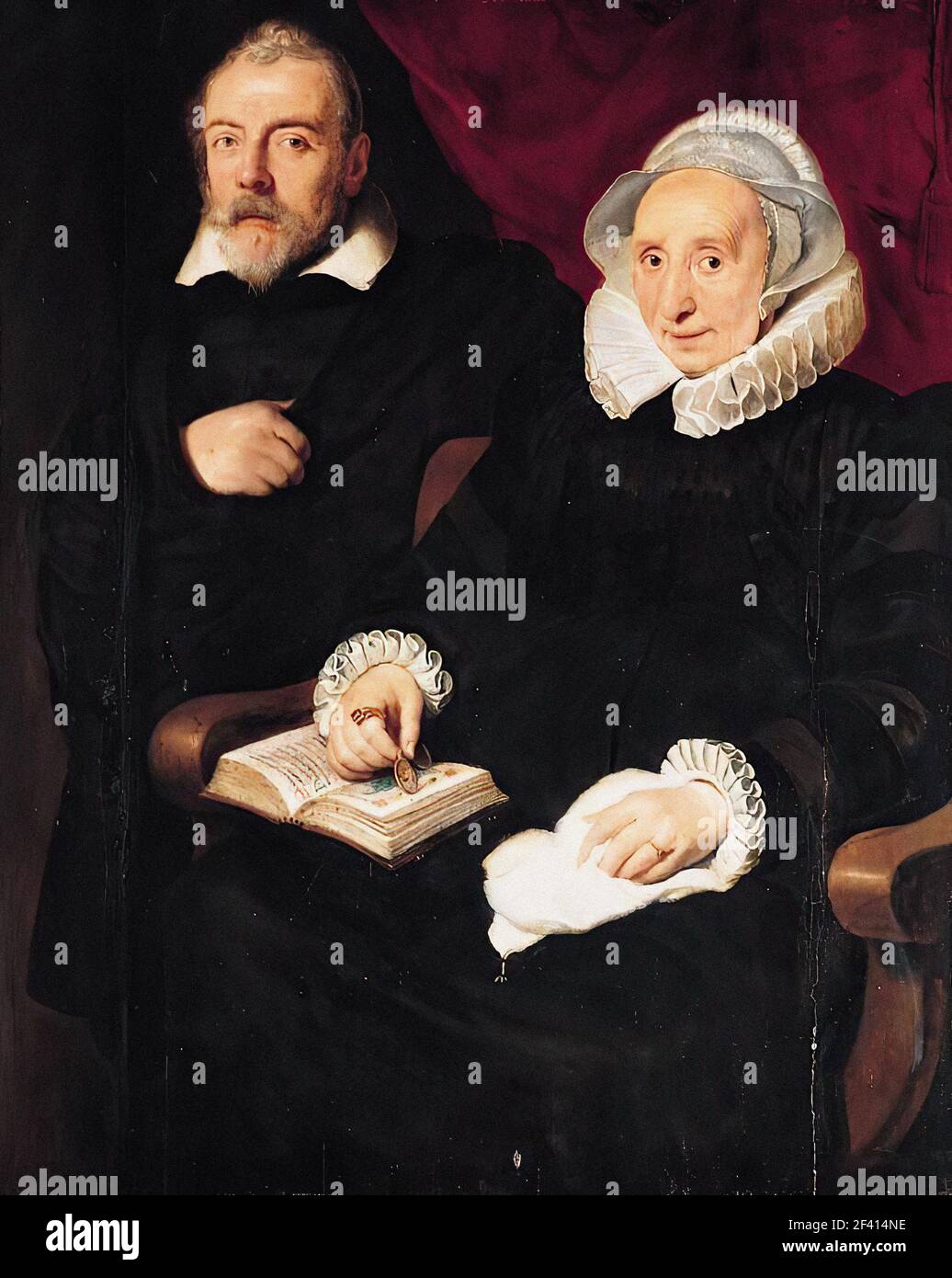 Hubert Vos - Portrait Elisabeth Mertens Her Late Husband 1630 Stock ...