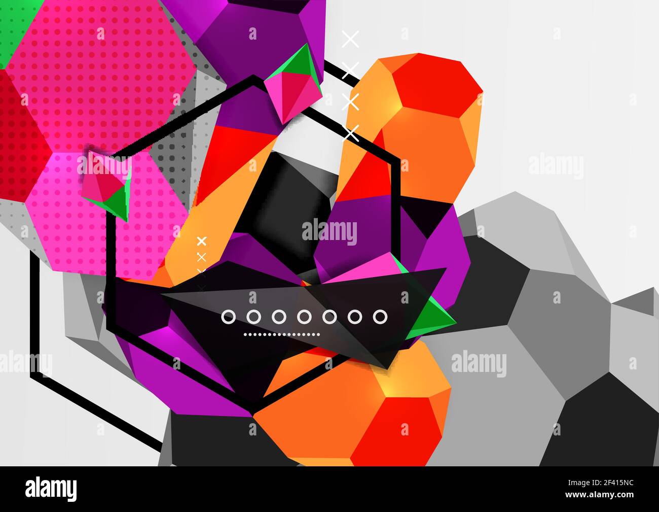 Color 3d geometric composition poster. Color 3d geometric composition ...