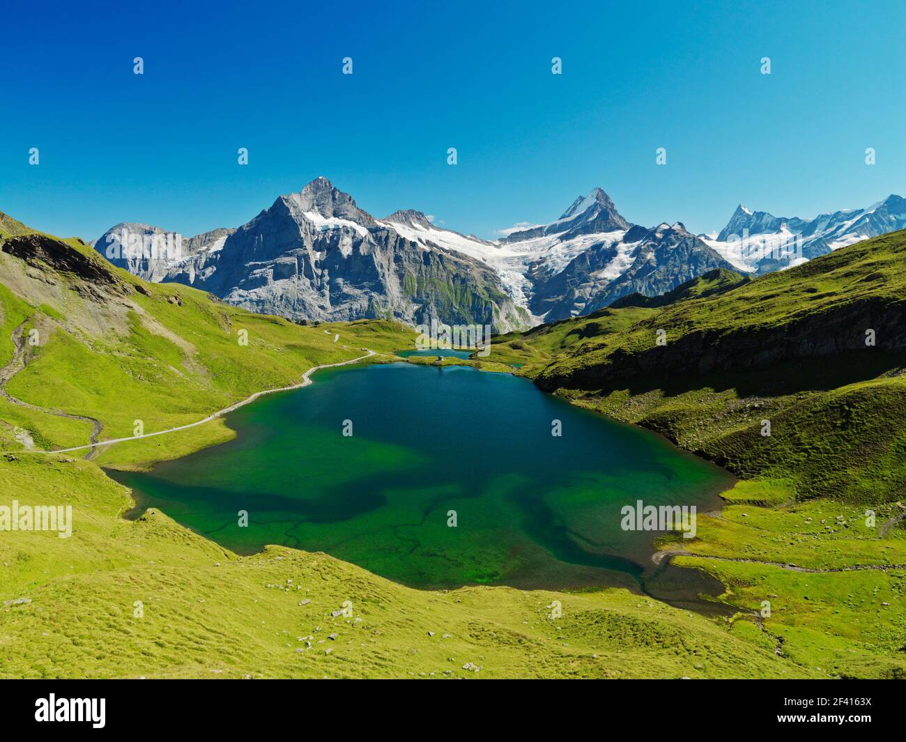 Switzerland, Grindelwald. the view of mountains and lake, First ...