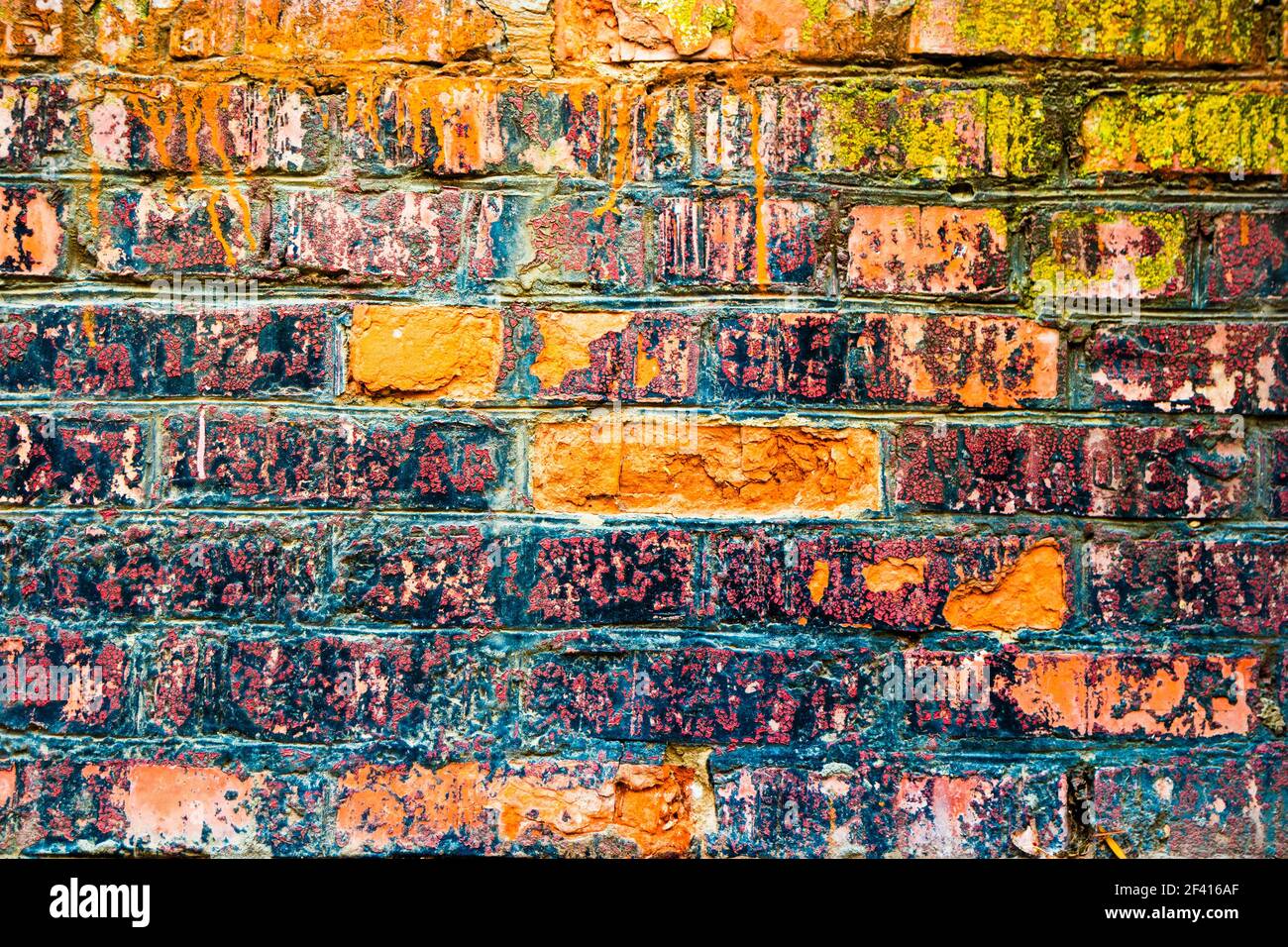 Colorful Brick wall texture grunge urban street background, copyspace ...
