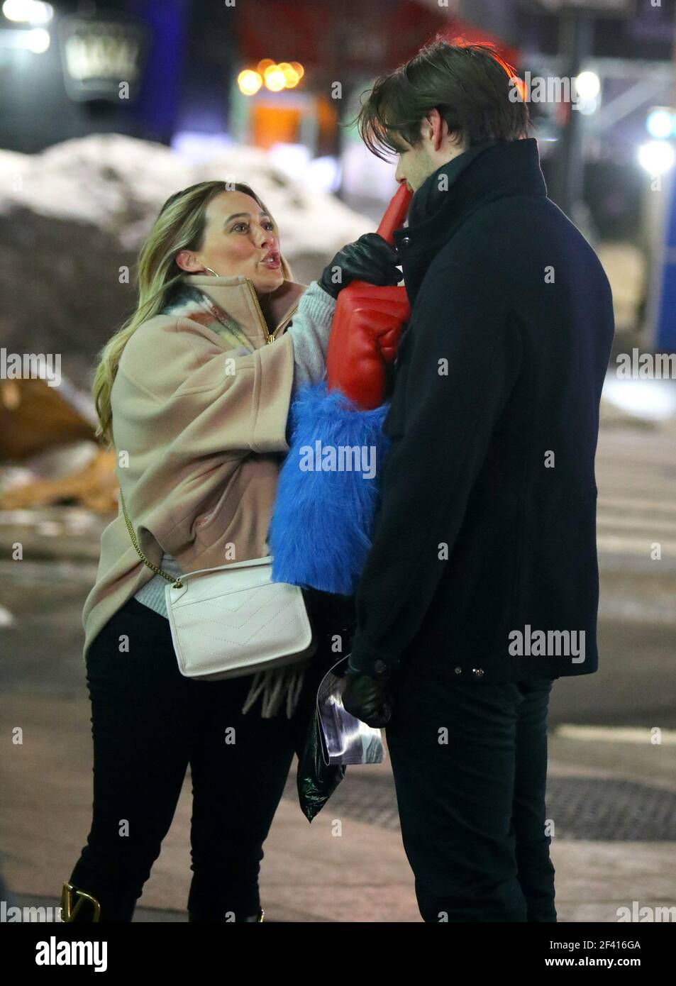 New York - NY - 20210211 Hilary Duff and Steven Good share a kiss while ...