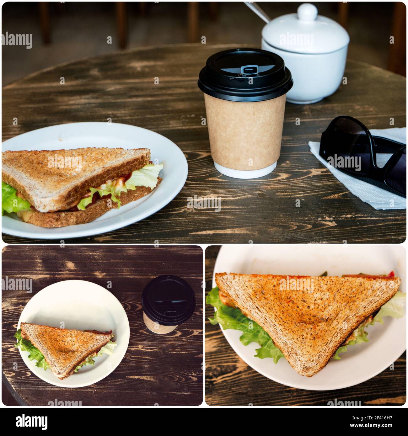 Coffee sandwich on table Cut Out Stock Images & Pictures - Alamy