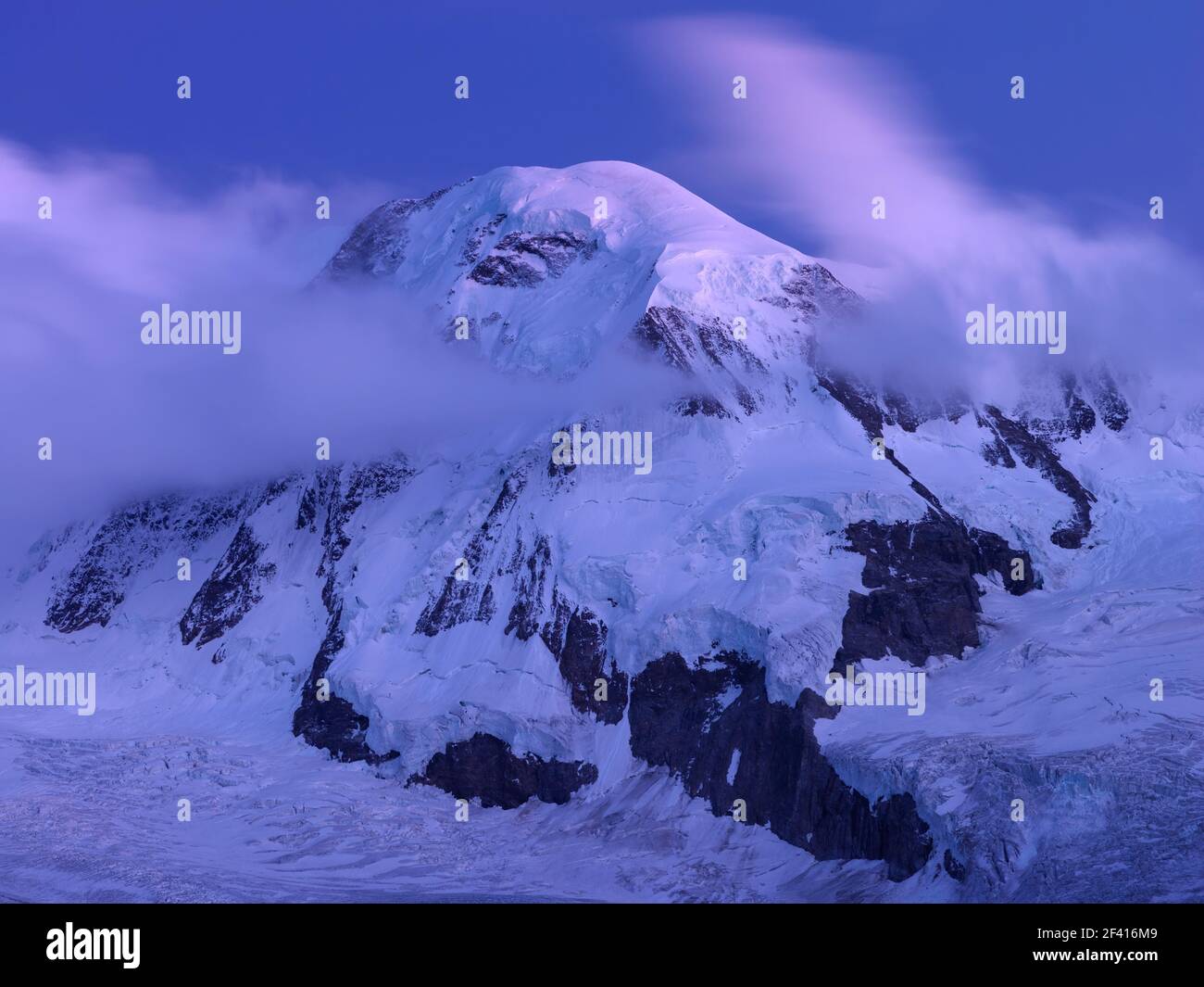 Switzerland, Zermatt, Gornergrat, Mount Breithorn covered in snow Stock ...