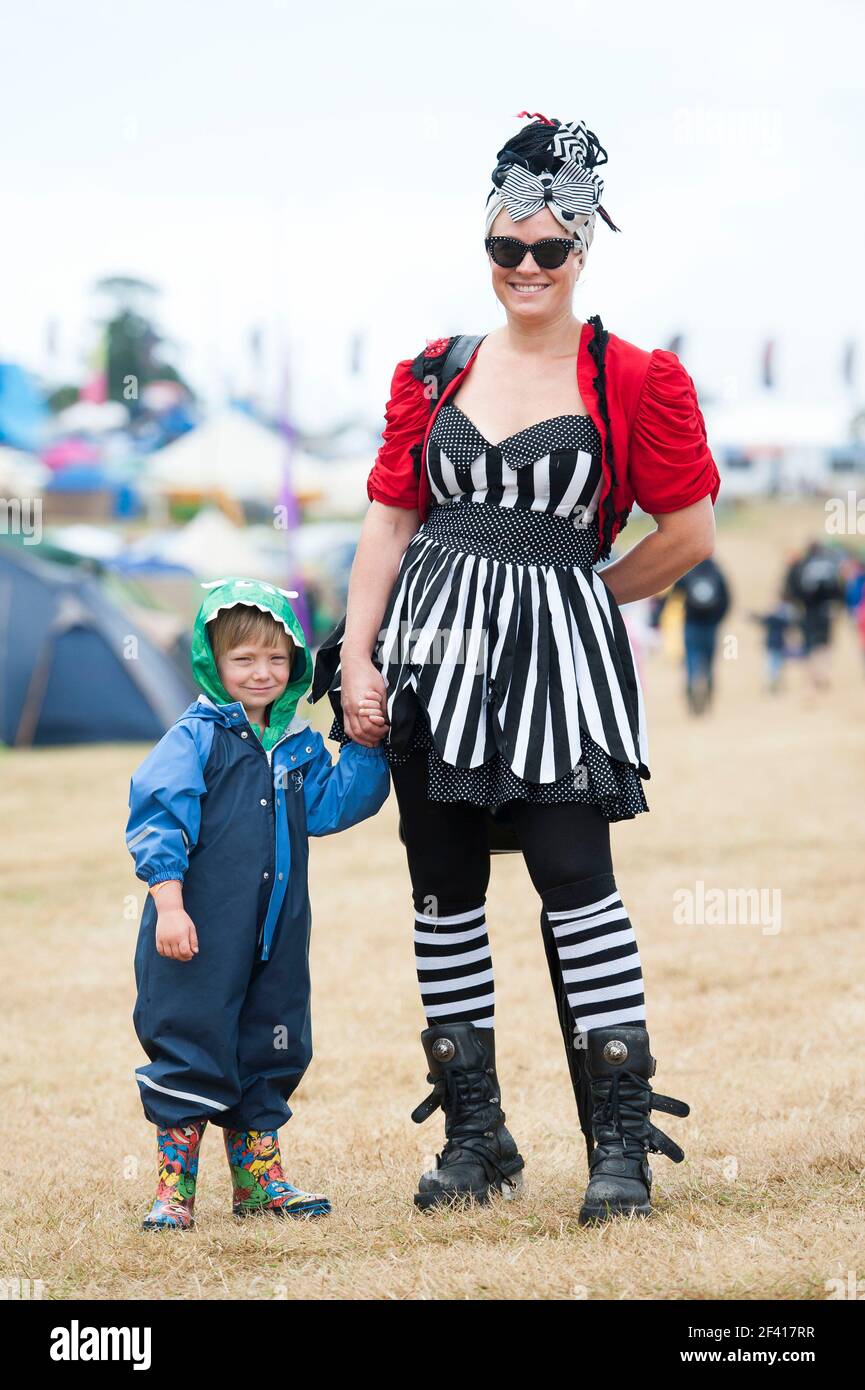 Festival goers on day 2 of Camp Bestival 2014, Lulworth Castle - Dorset ...