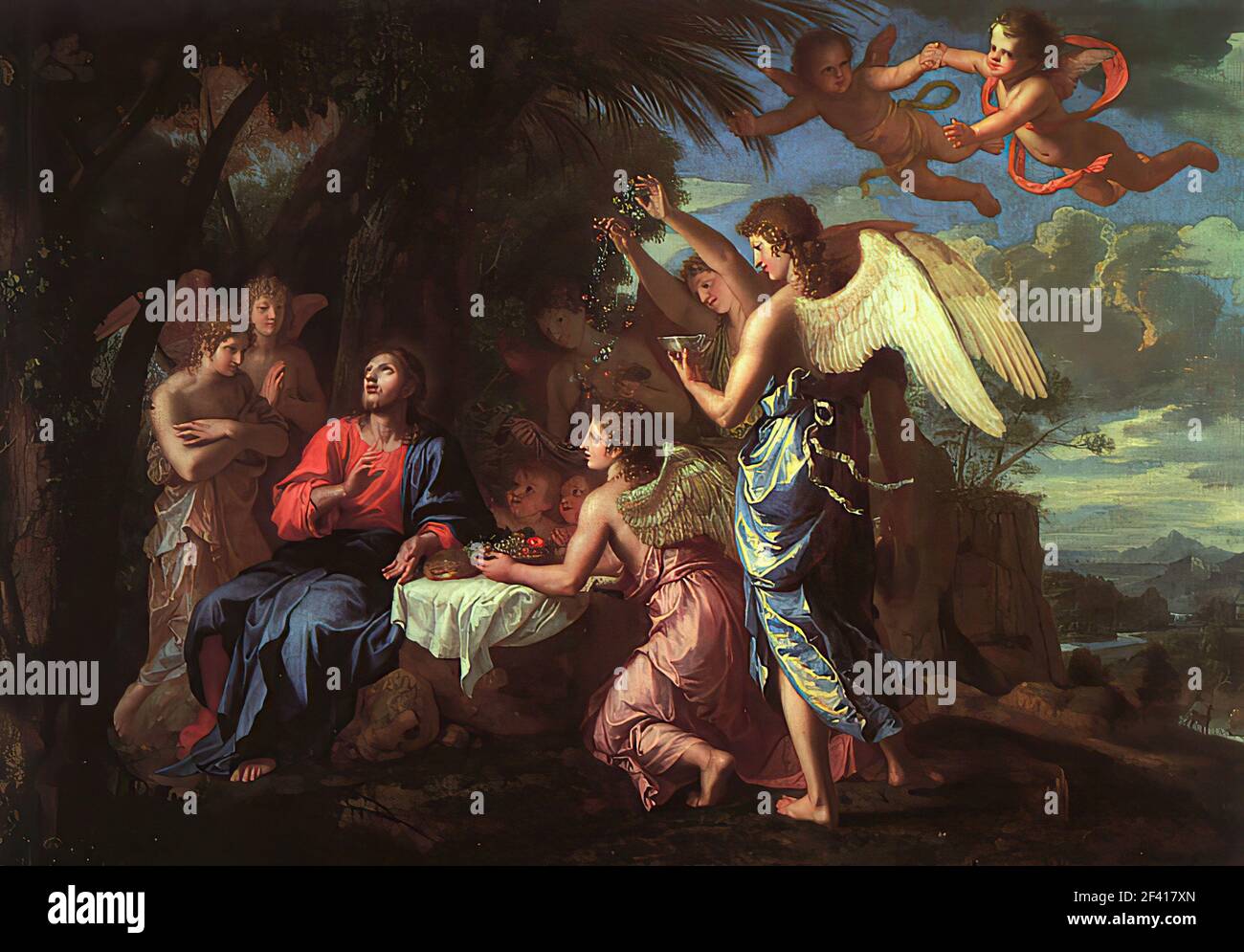Jacques Stella - Christ Served Angels C 1650 Stock Photo - Alamy