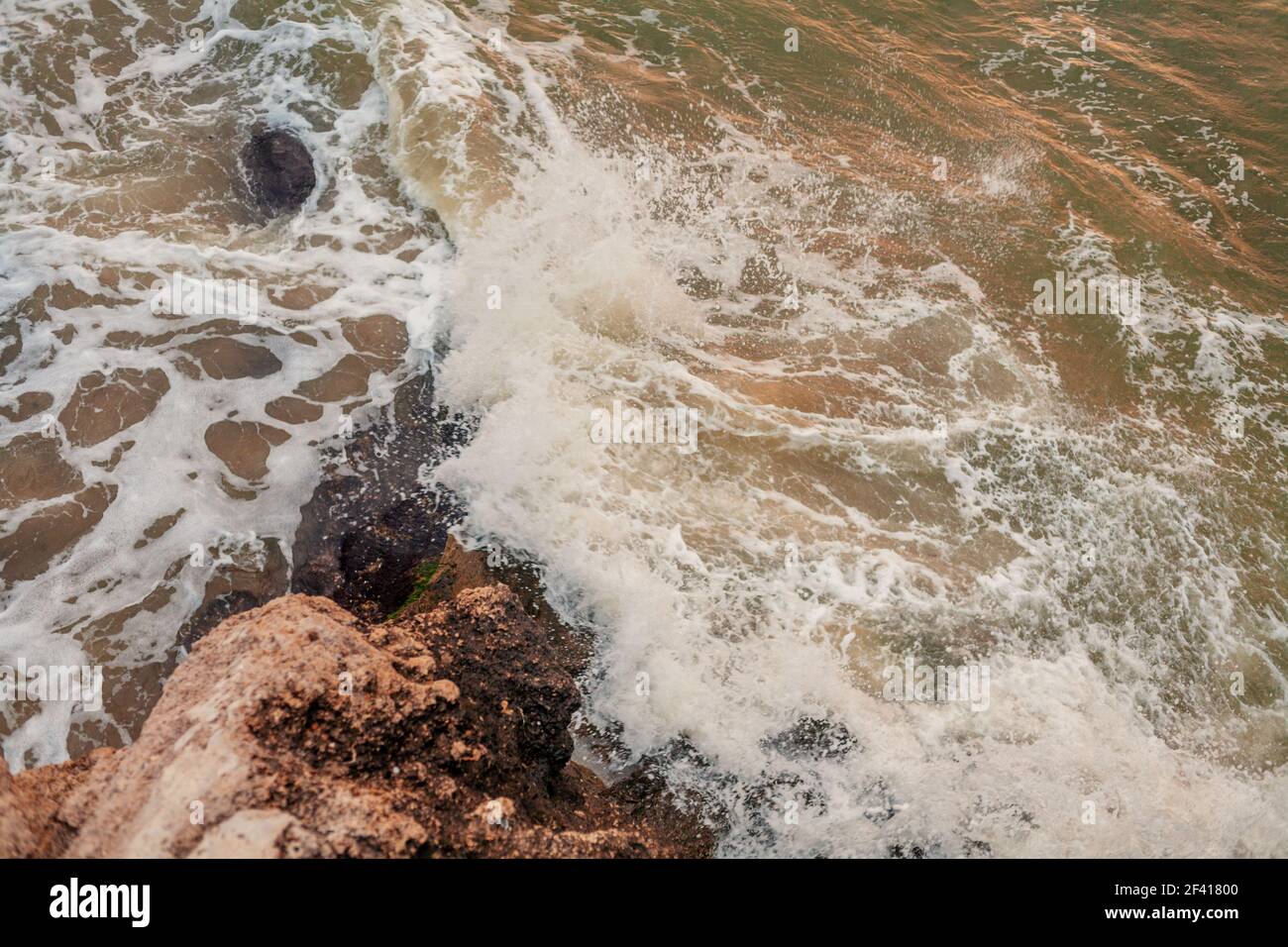 Mediterranean sea coastal view, rock formation from above ...