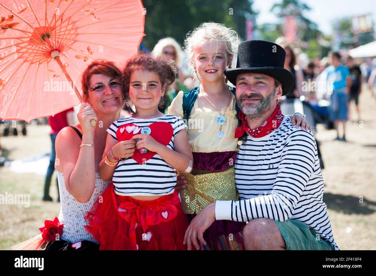 Festival goers in Circus themed fancy dress on day 2 of Camp Bestival ...