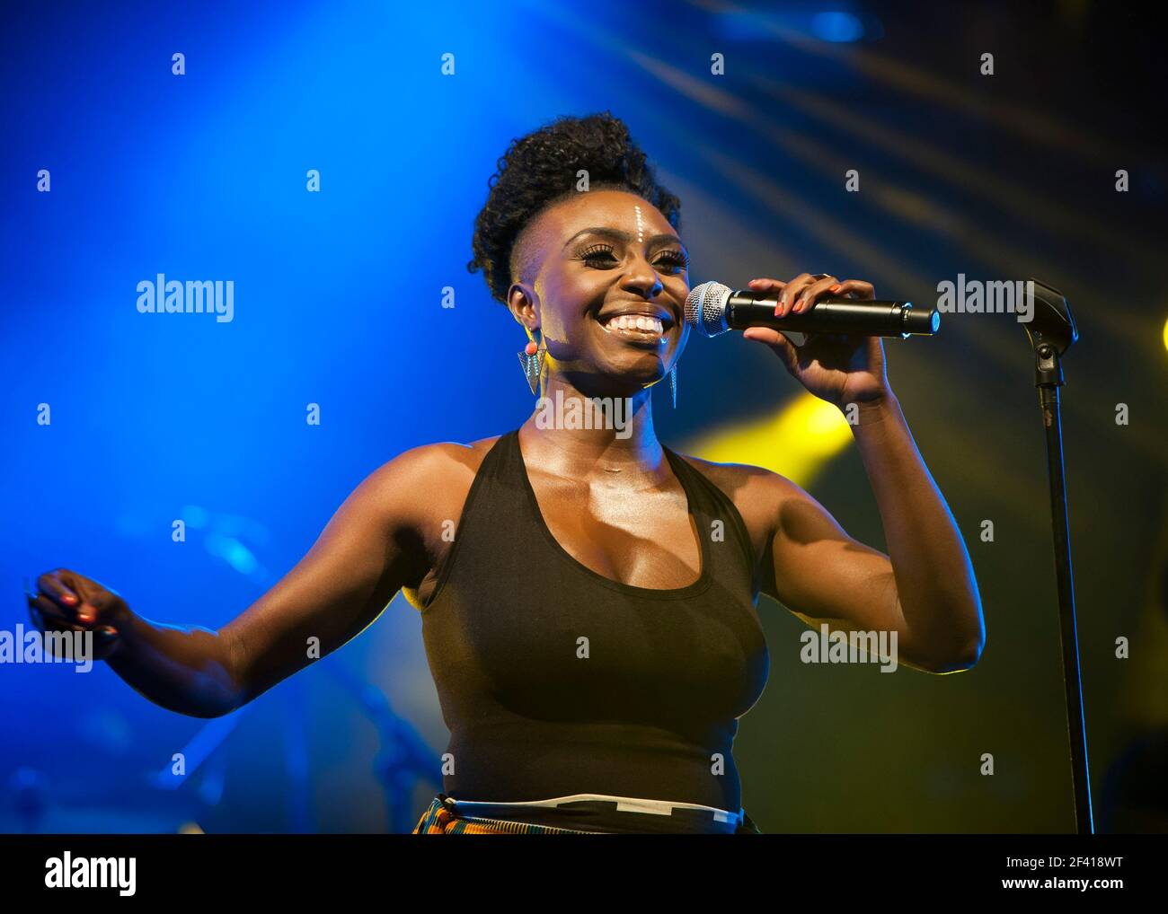 Laura Mvula performs live on stage on day 2 of Camp Bestival 2014 ...