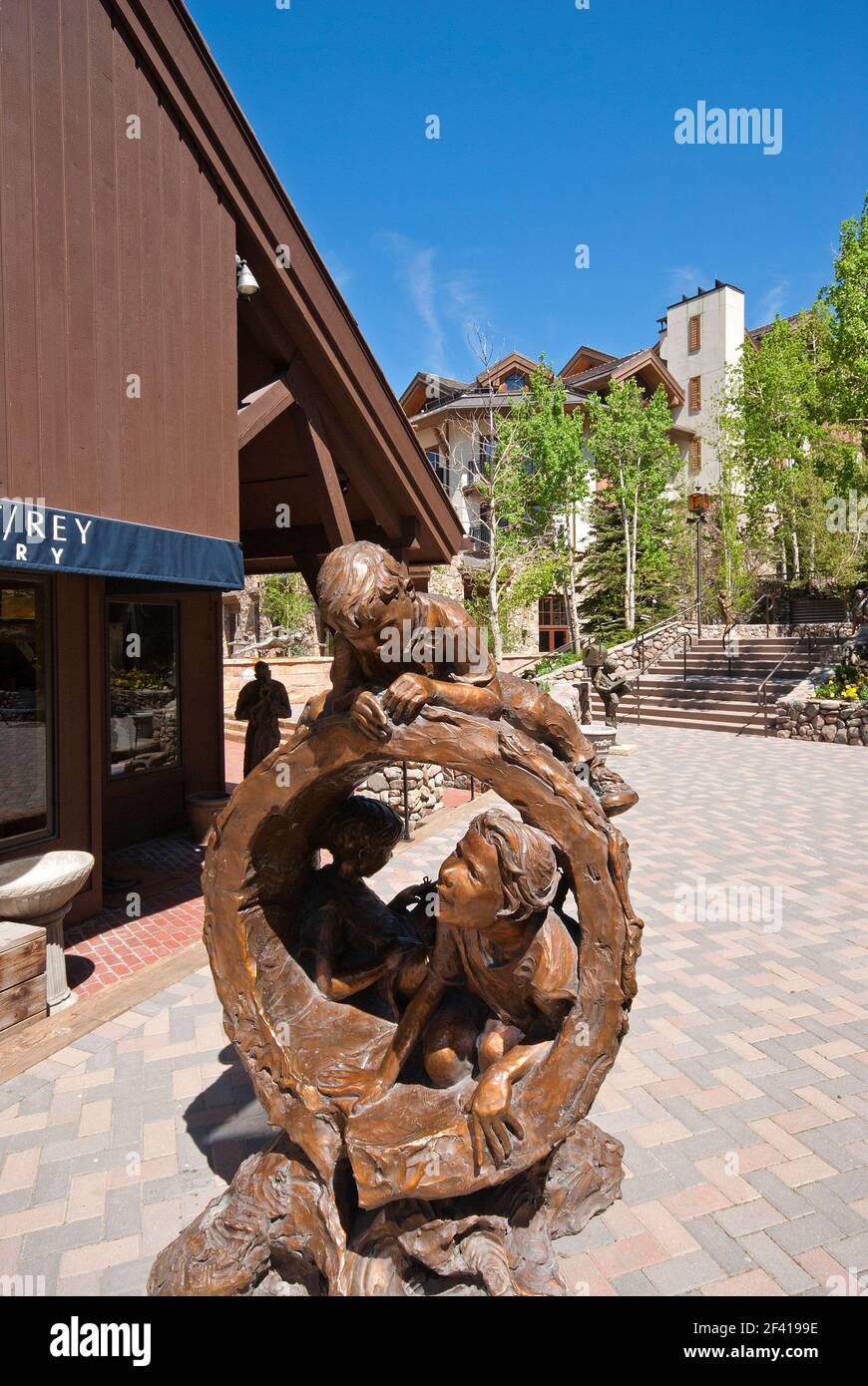 Bronze sculptures of playing children in Vail, Eagle County, Colorado ...