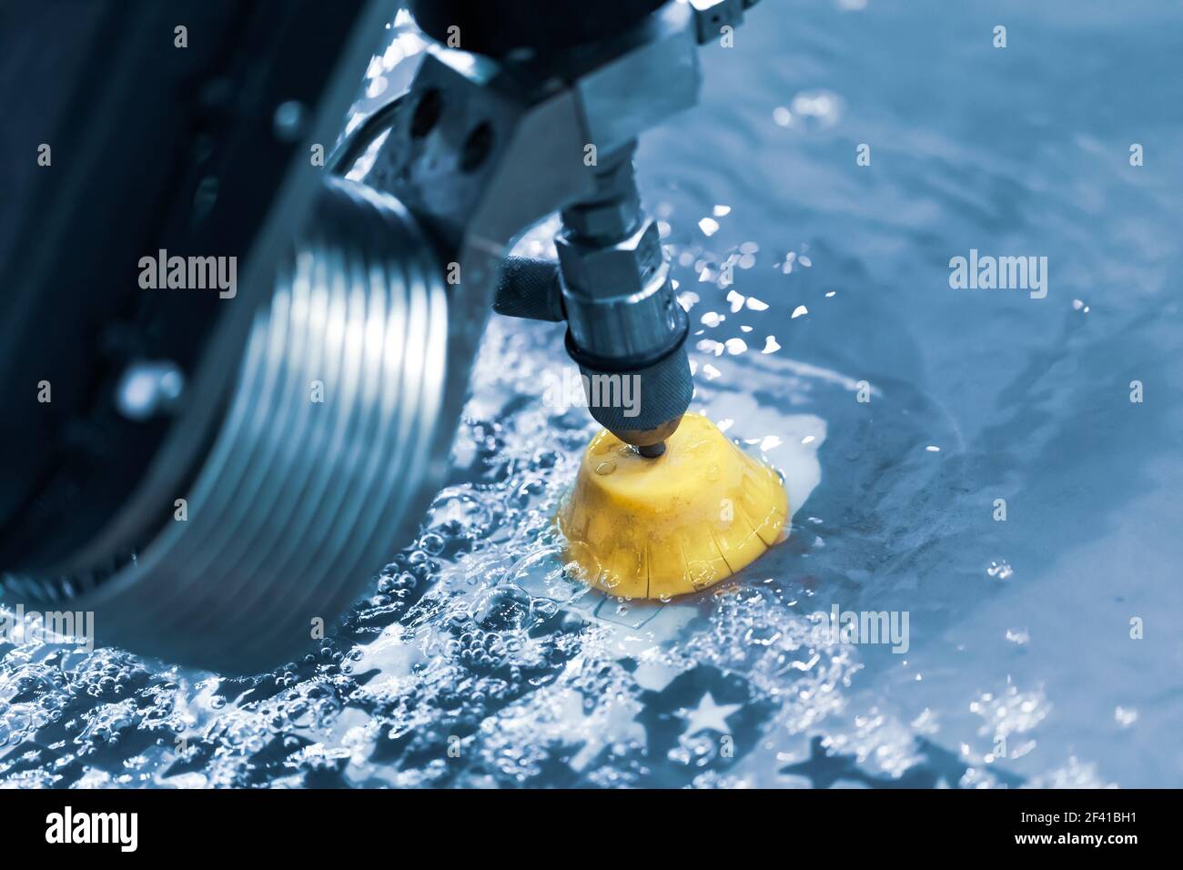 CNC water jet cutting machine modern industrial technology Stock Photo ...