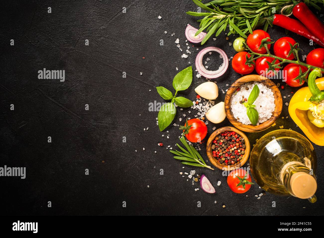 Food cooking background top view Stock Photo - Alamy
