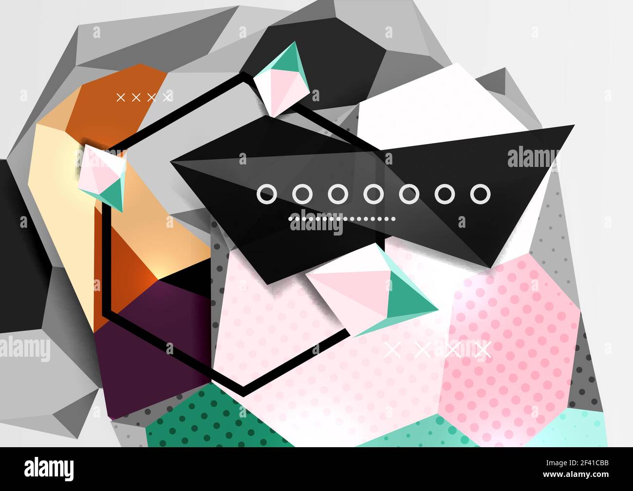 Color 3d geometric composition poster. Color 3d geometric composition ...