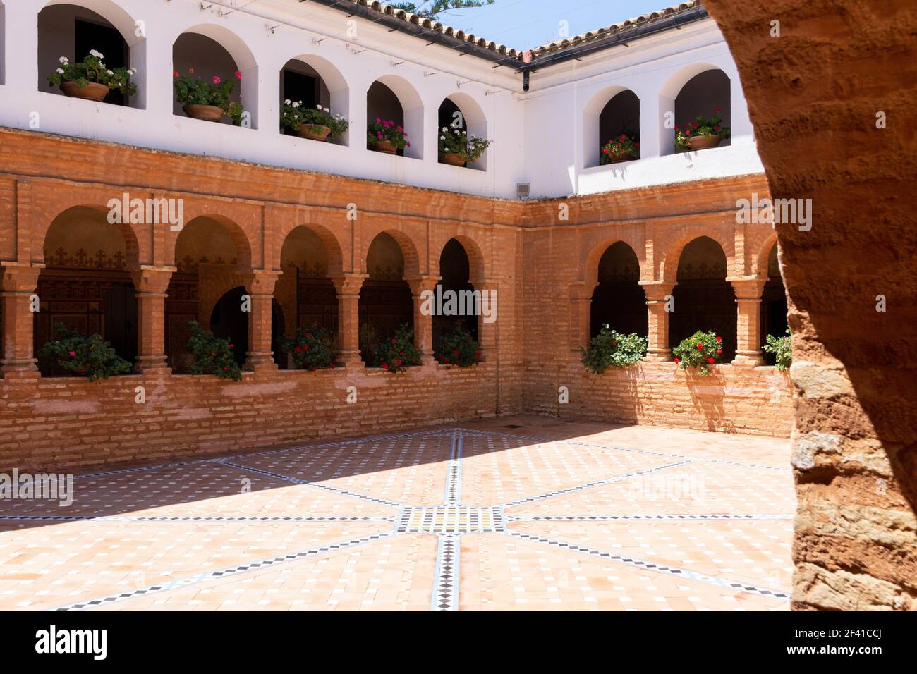 The building of La Rabida Monastery in Huelva captured from the balcony ...