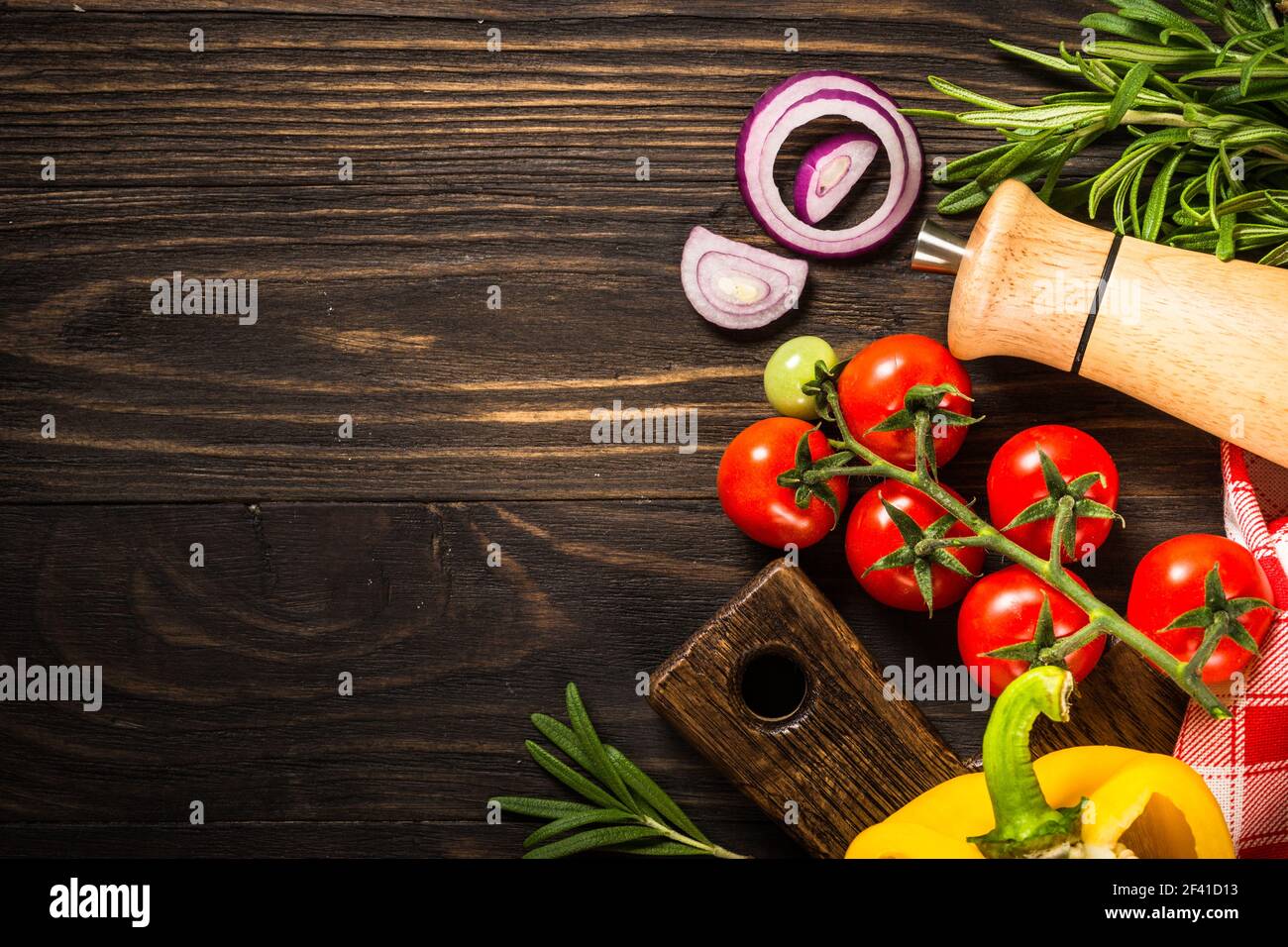 Food cooking background top view Stock Photo - Alamy