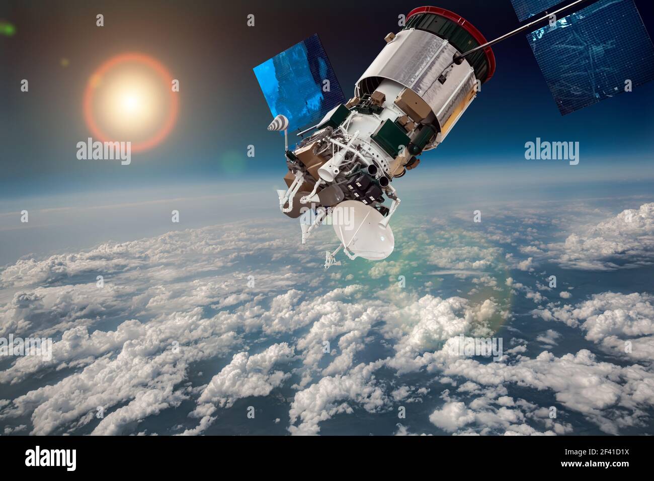 Space satellite orbiting the earth. Elements of this image furnished by ...