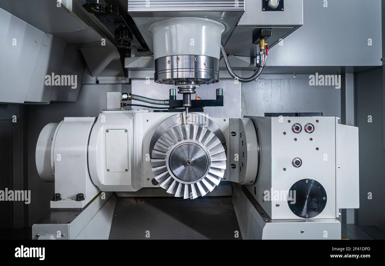 Metalworking CNC lathe milling machine. Cutting metal modern processing ...