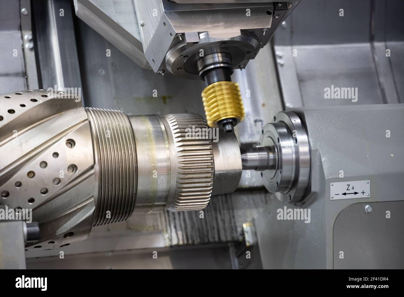 Metalworking CNC lathe milling machine. Cutting metal modern processing ...