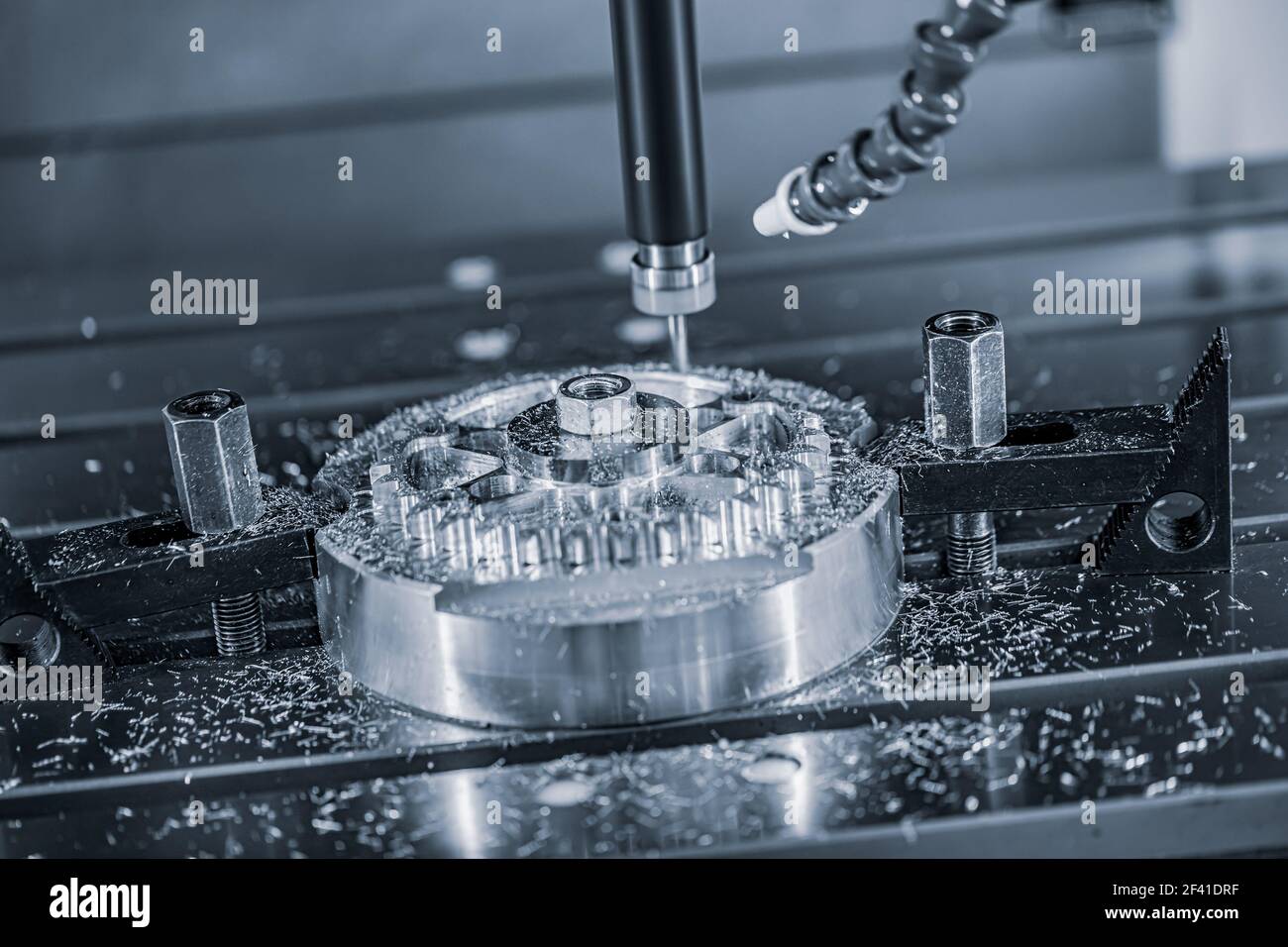 Metalworking CNC lathe milling machine. Cutting metal modern processing ...