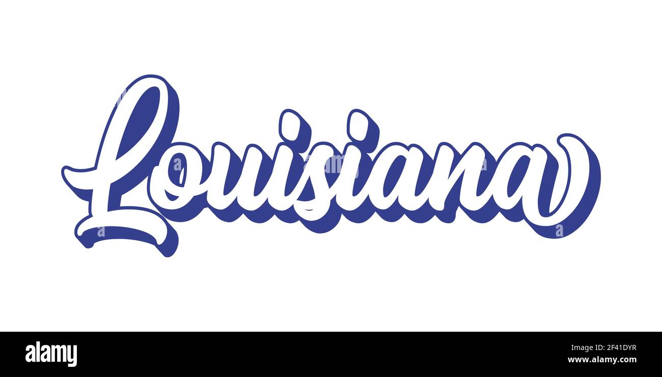 Hand sketched LOUISIANA text. 3D vintage, retro lettering for poster ...