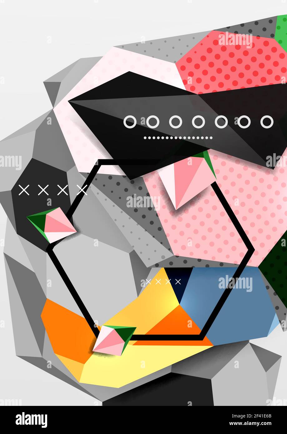 Color 3d geometric composition poster. Color 3d geometric composition ...