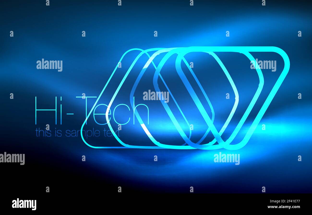 Glowing vector triangle geometric shapes in dark space. Glowing vector ...