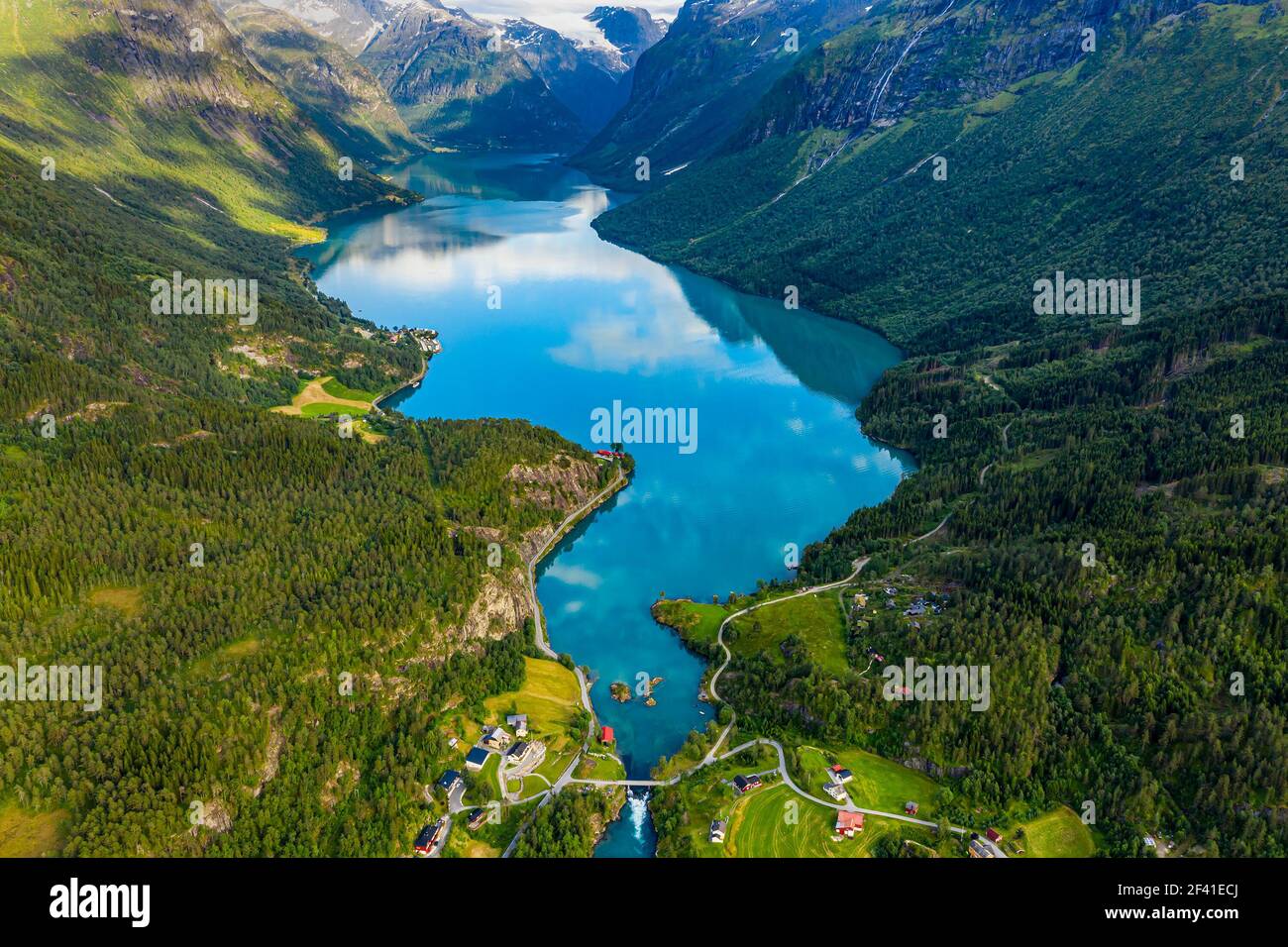 Beautiful Nature Norway natural landscape. lovatnet lake Lodal valley ...
