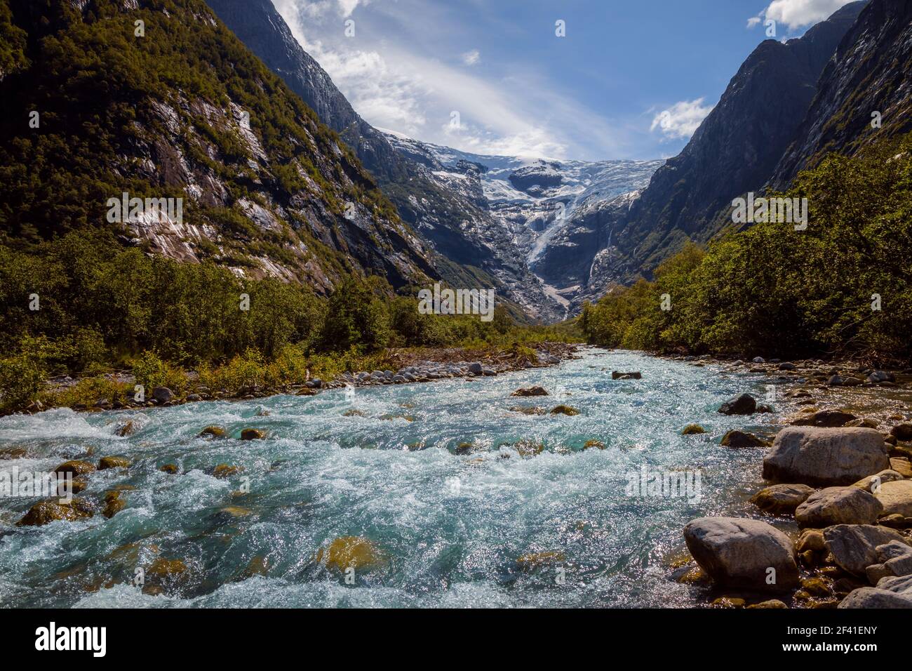 Beautiful Nature Norway natural landscape. Glacier Kjenndalsbreen Stock ...