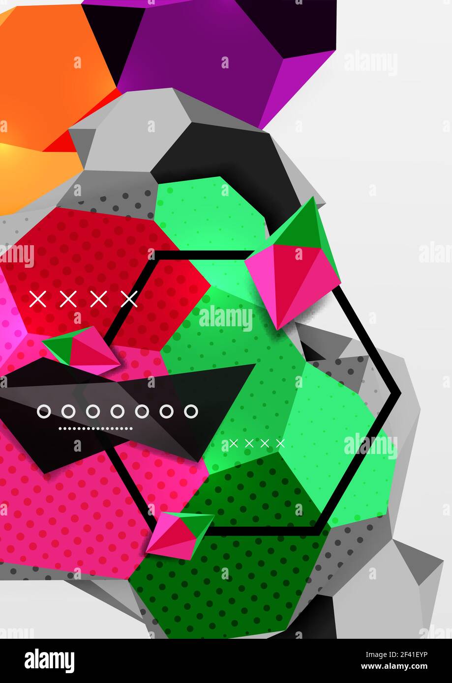 Color 3d geometric composition poster. Color 3d geometric composition ...