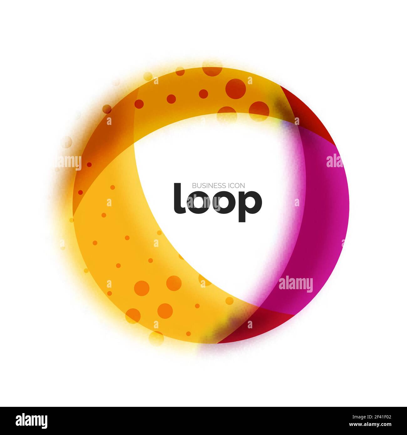 Loop circle business icon, created with glass transparent color shapes ...