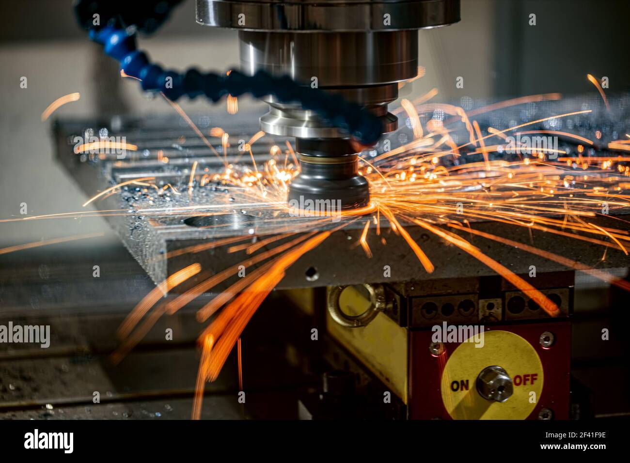 Metalworking CNC lathe milling machine. Cutting metal modern processing ...