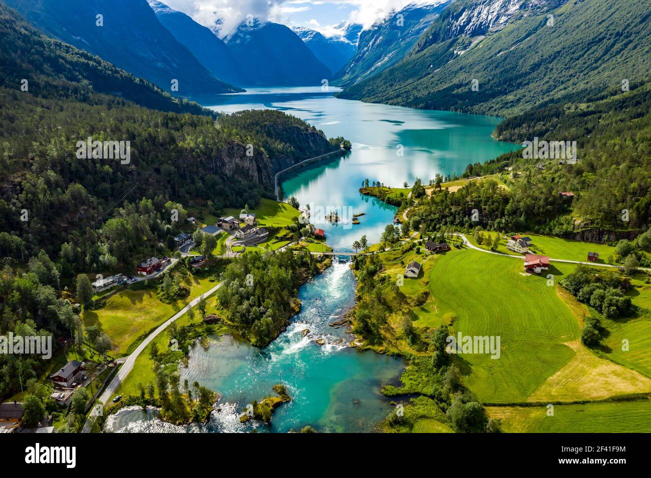 Beautiful Nature Norway natural landscape. lovatnet lake Lodal valley ...
