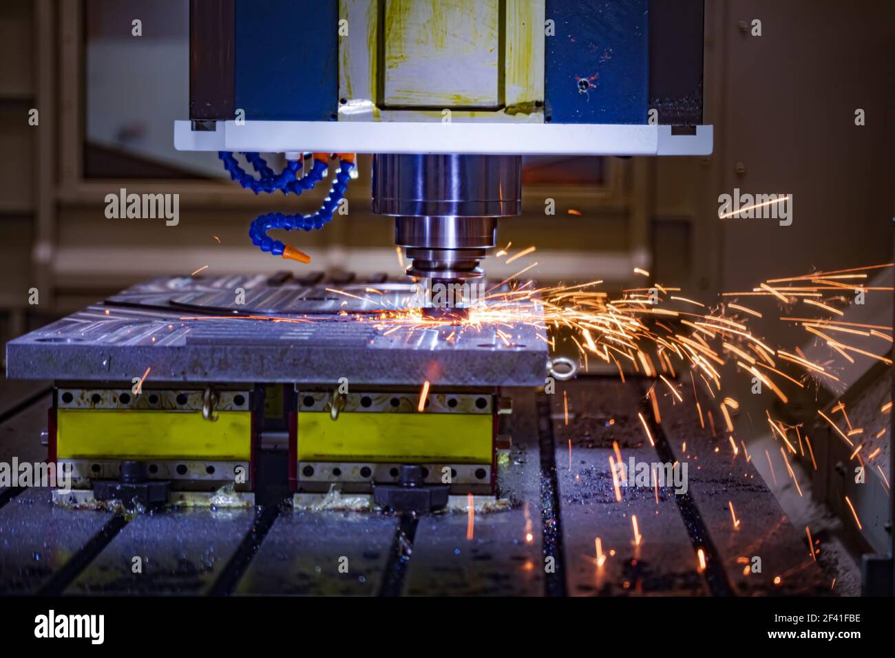 Metalworking CNC lathe milling machine. Cutting metal modern processing ...