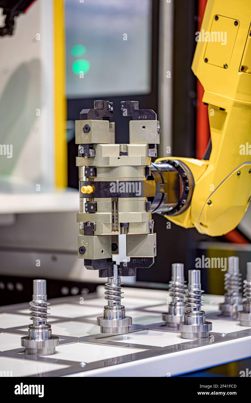 Robotic Arm production lines modern industrial technology. Automated ...