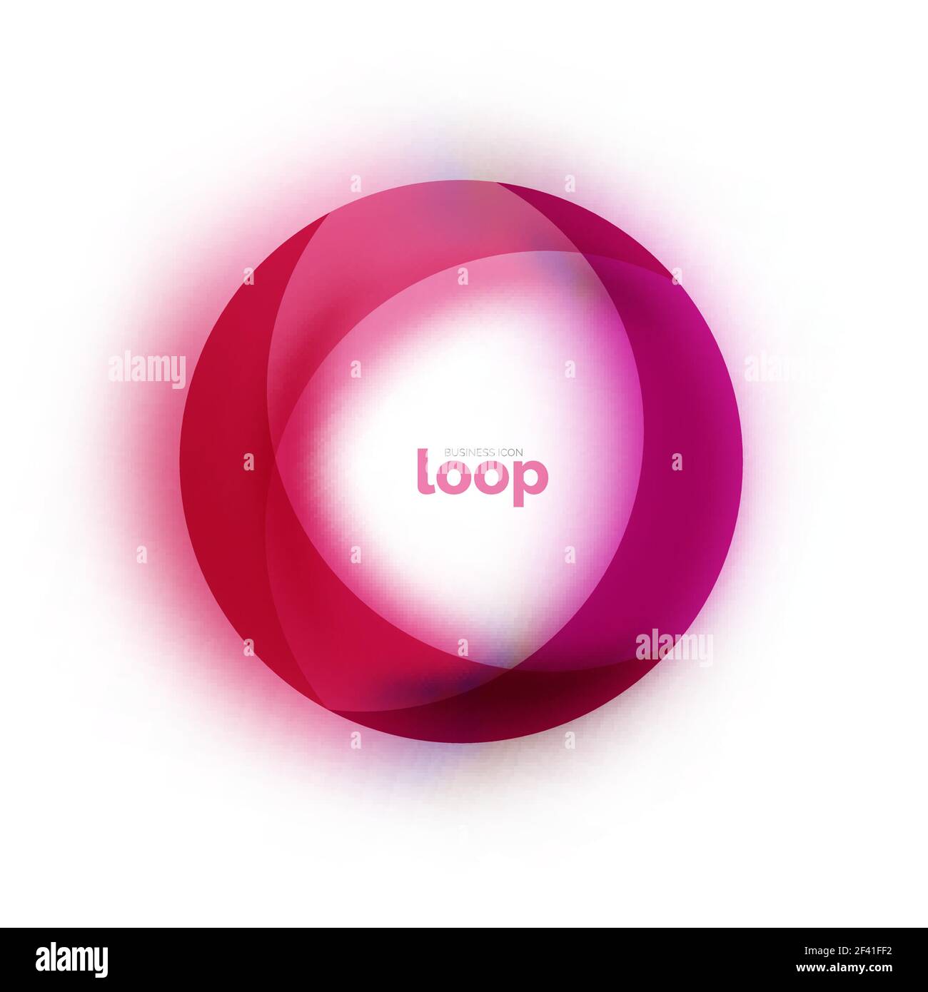 Loop circle business icon, created with glass transparent color shapes ...