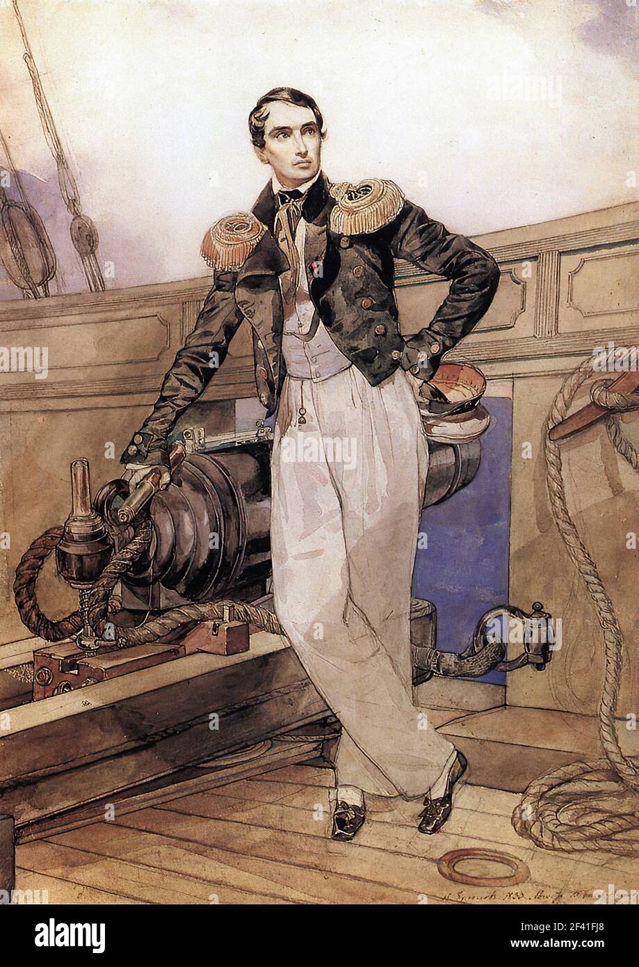 Karl Bryullov - Portrait V Kornilov Board Brig Themistocles 1835 Stock ...