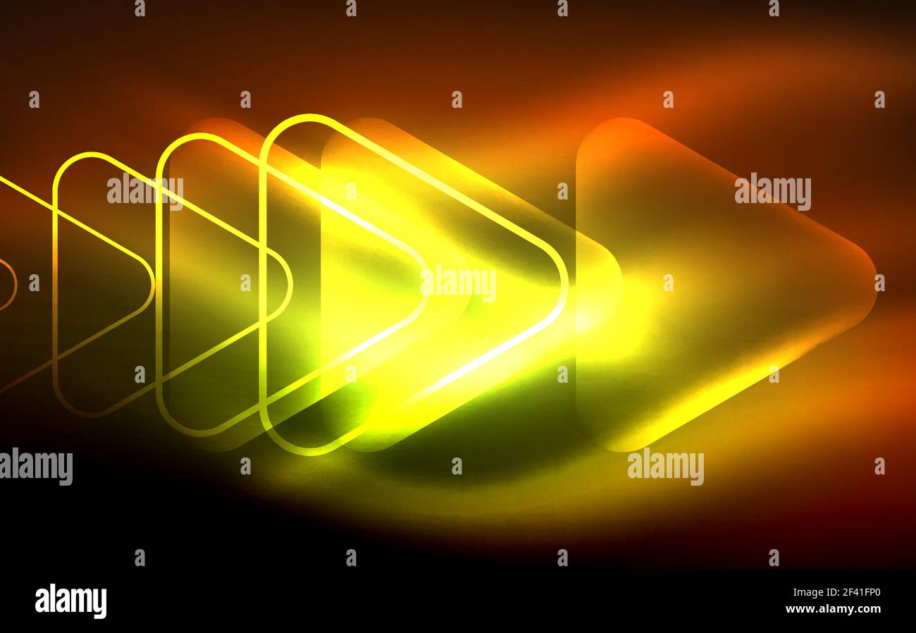 Glowing vector triangle geometric shapes in dark space. Glowing vector ...