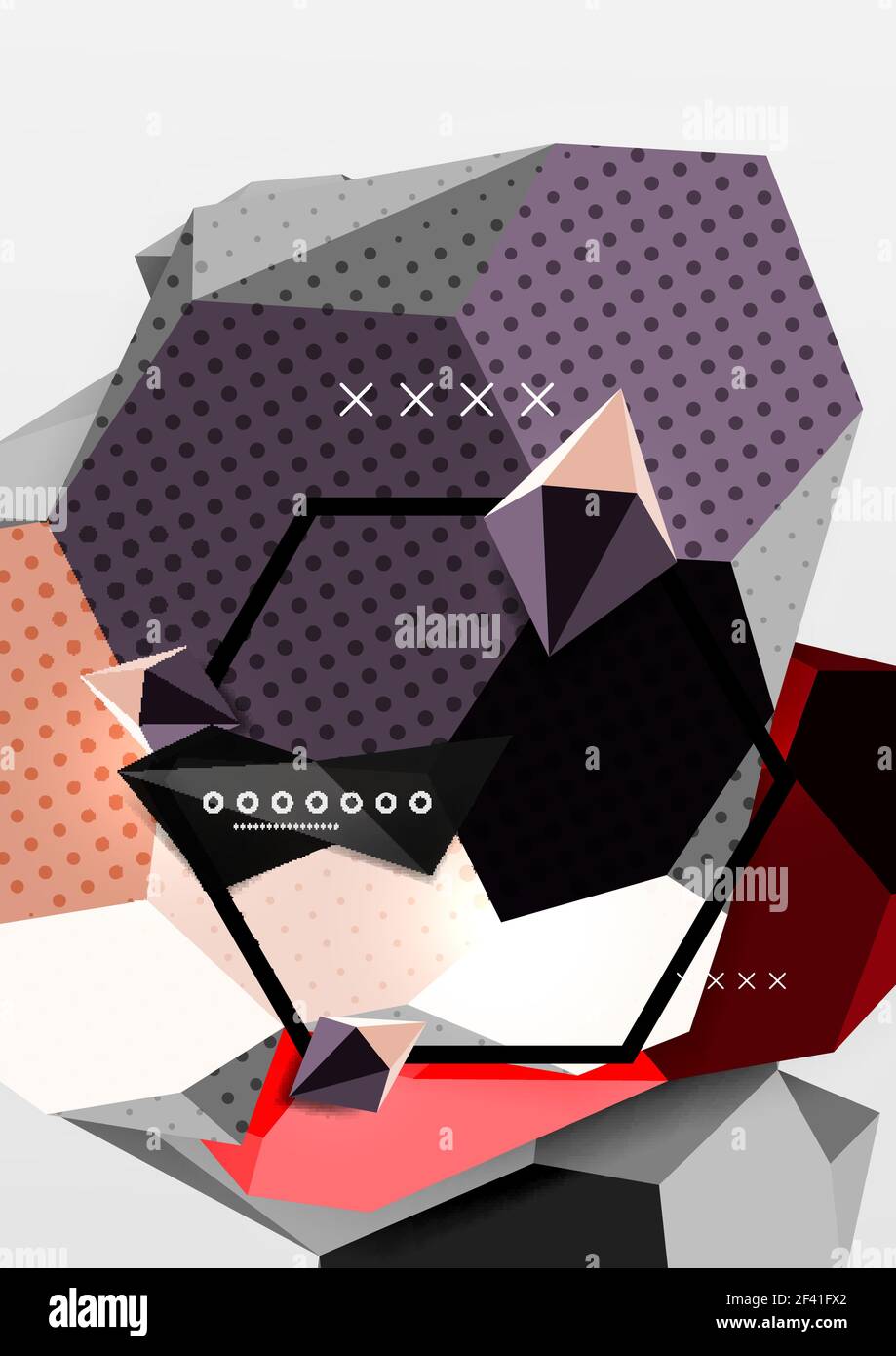 Color 3d geometric composition poster. Color 3d geometric composition ...