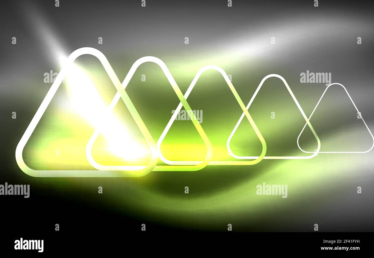 Glowing vector triangle geometric shapes in dark space. Glowing vector ...