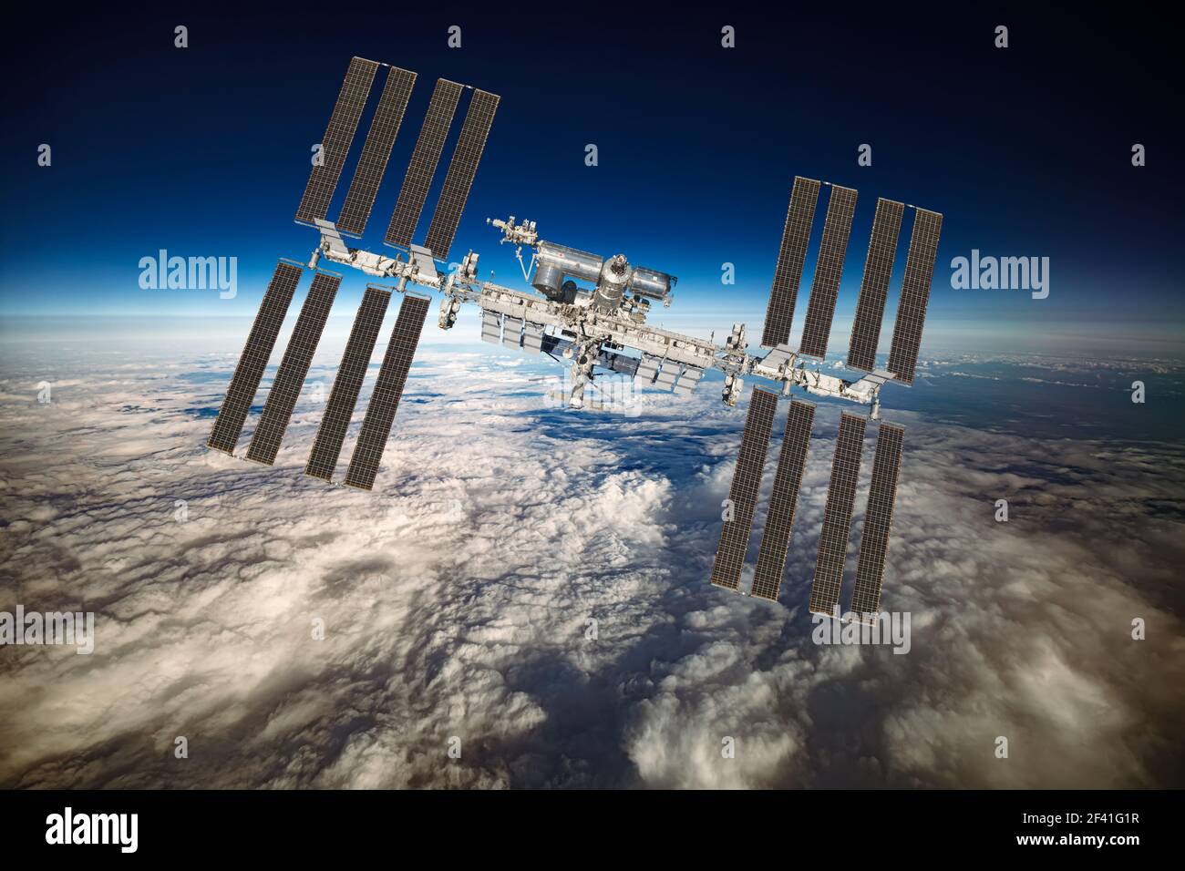 International Space Station over the planet earth. Elements of this ...