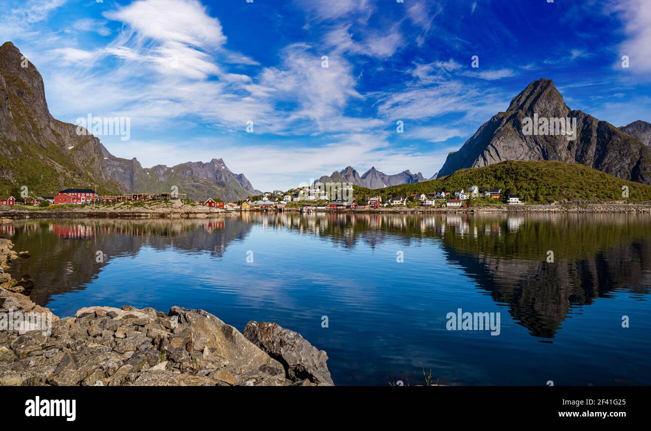 Lofoten is an archipelago panorama in the county of Nordland, Norway ...