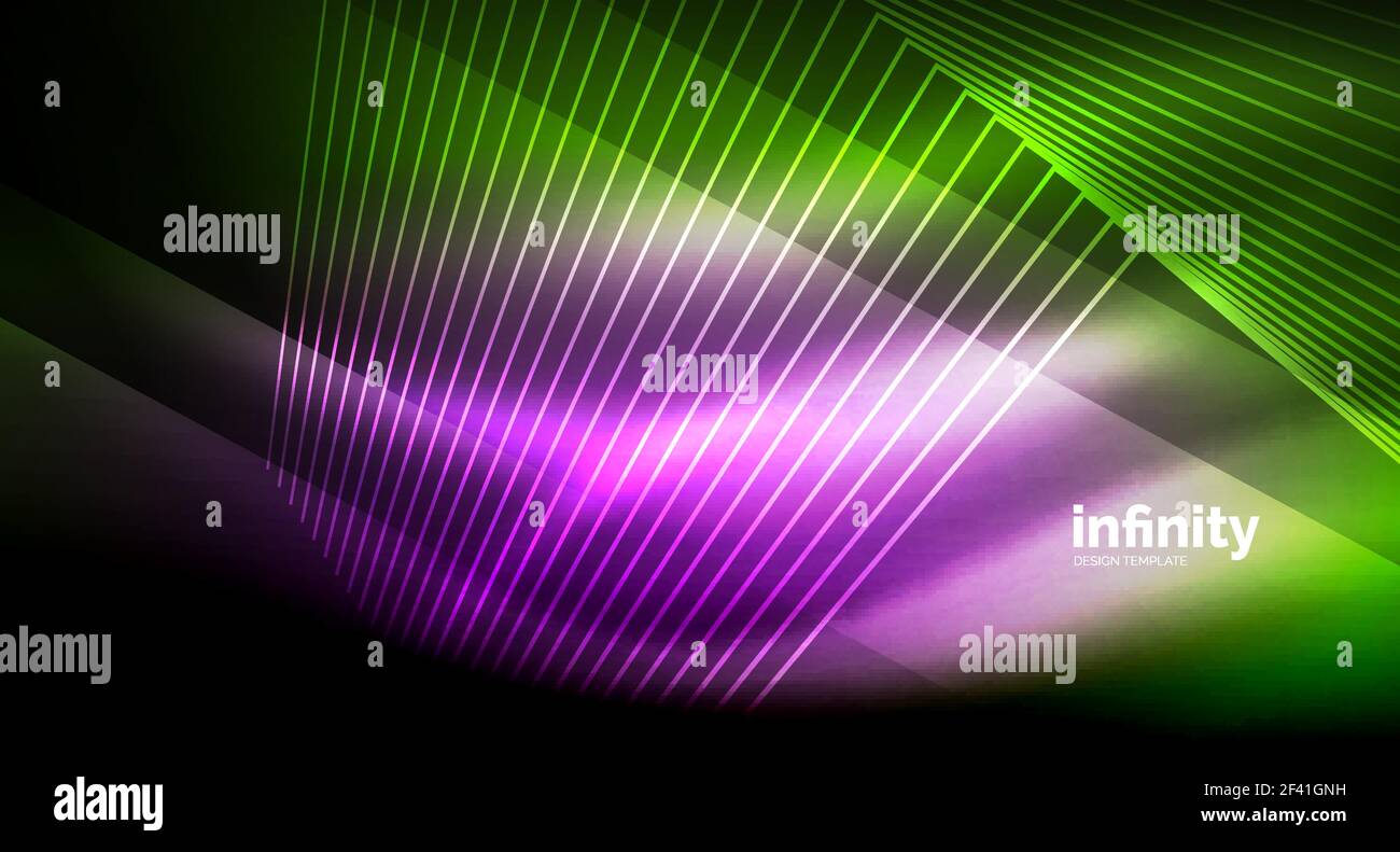 Shiny straight lines on dark background, techno digital modern template ...