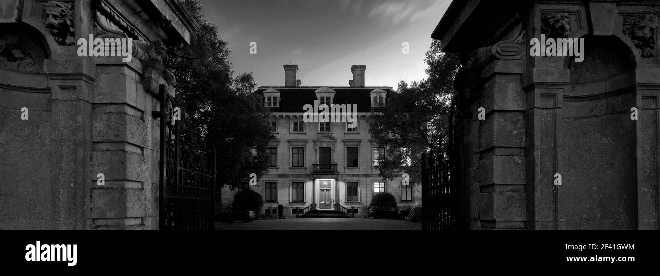 Nightime view of Thorpe Hall, Peterborough, Cambridgeshire; England, UK ...