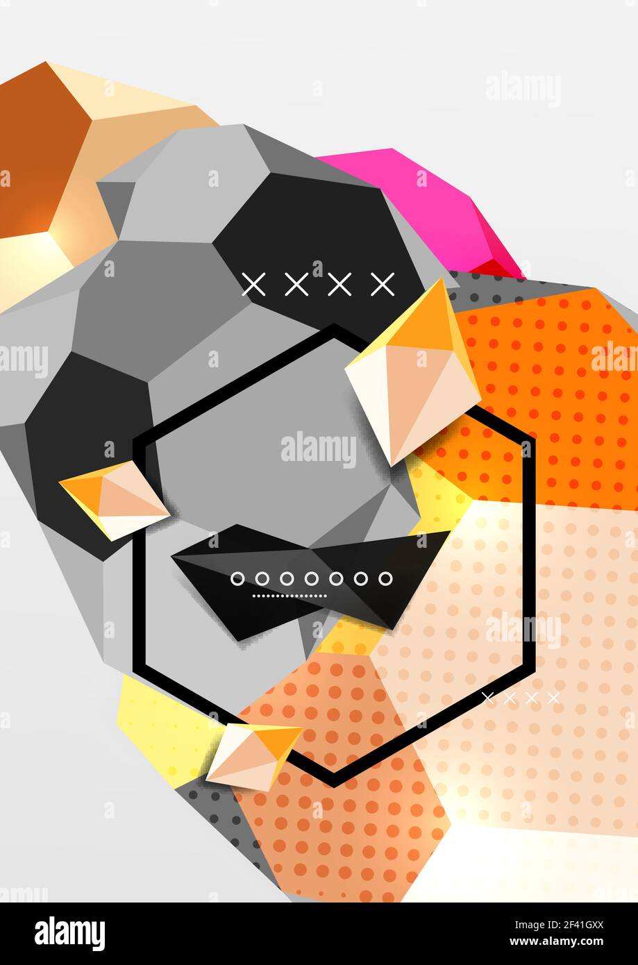 Color 3d geometric composition poster. Color 3d geometric composition ...